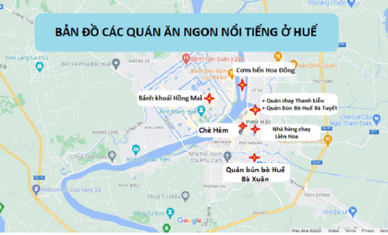 Bản đồ du lịch Huế siêu chi tiết về các điểm tham quan, ăn uống ...